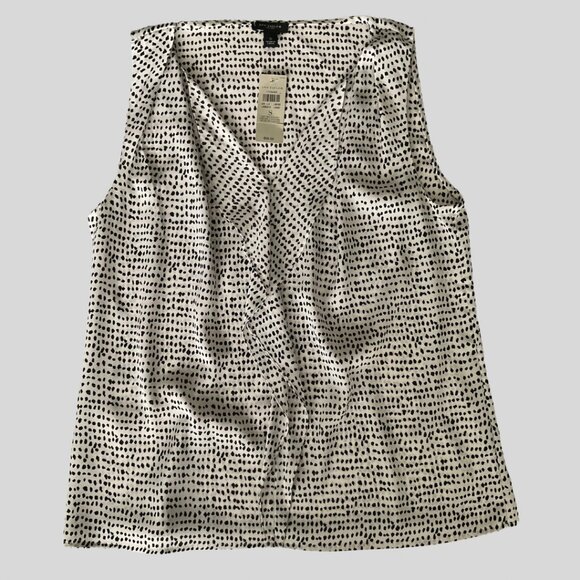 Ann Taylor | Tops | Ann Taylor Cascade Ruffle Sleeveless Print Shell Whiteblack Dots Size S Nwt ...
